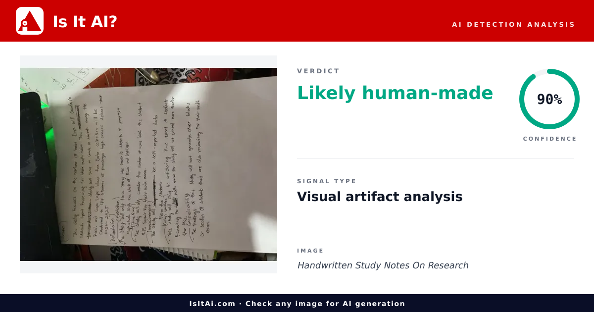 Handwritten Study Notes On Research - Is It AI?