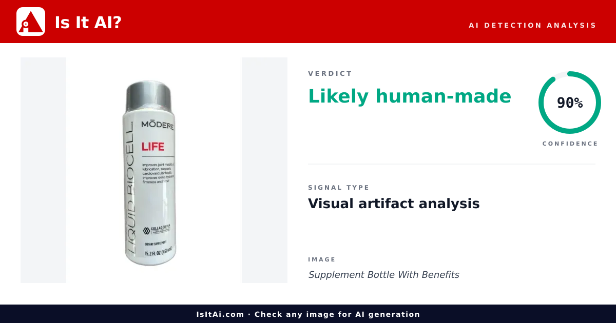 Supplement Bottle With Benefits - Is It AI?